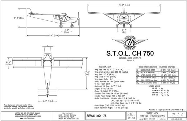 Stol CH750 Specifications | Zenith Aircraft Company
